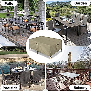 OutdoorLines Outdoor Waterproof Patio Table Furniture Set Covers - Rectangle Couch Sectional Cover Outside Weatherproof Patio Furniture Covering for Deck, Lawn and Backyard 74"L x 47"W x 28"H, Camel