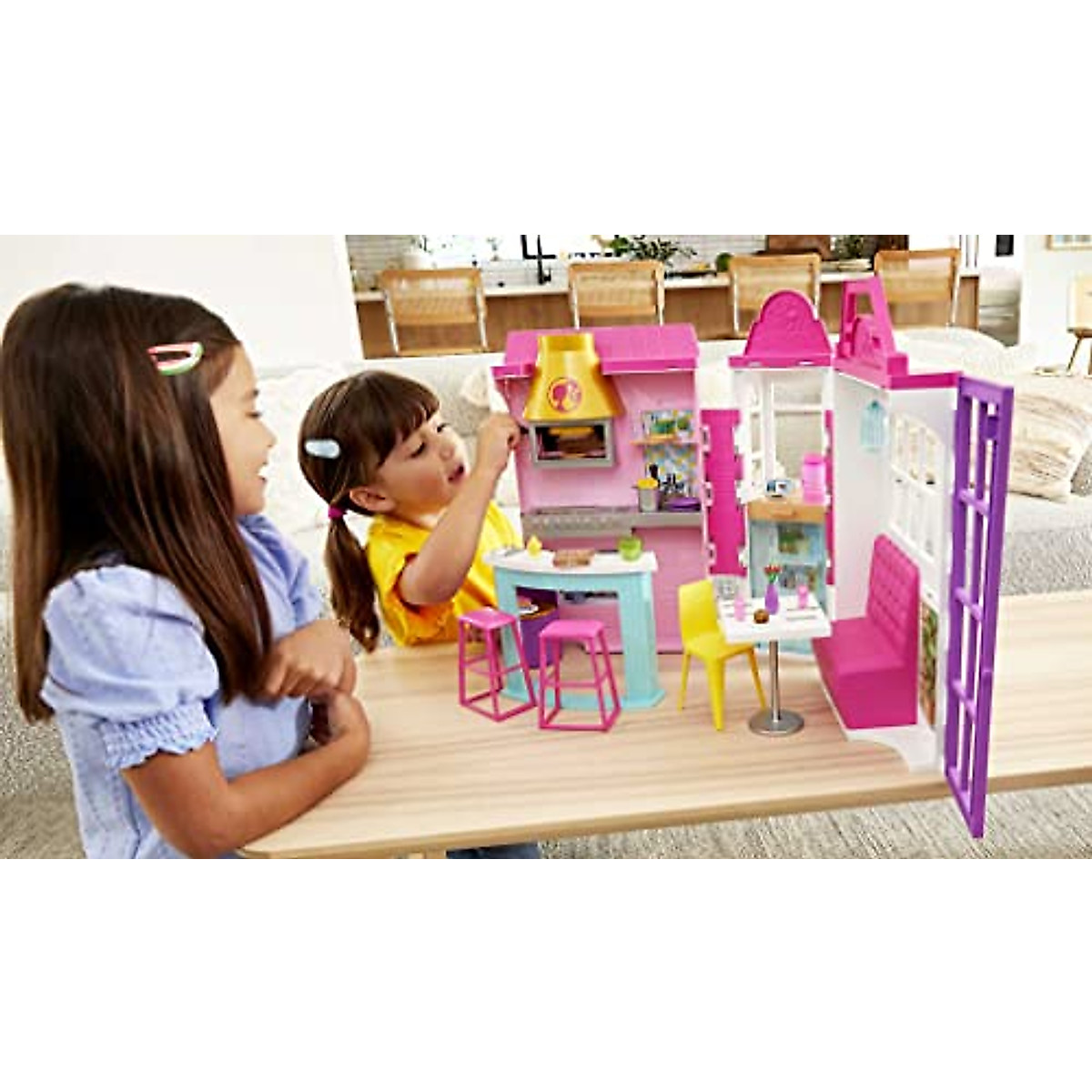 Barbie Cook ‘n Grill Restaurant Playset with 30+ Pieces & 6 Play Areas Including Kitchen, Pizza Oven, Grill & Dining Booth, Gift for 3 to 7 Year Olds