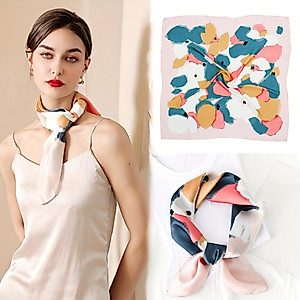 vimate Satin Scarf -Fashion 27×27inches Hair Scarf for Women Lightweight Silk Feeling Head Scarves Square Bandanas (Style 28)