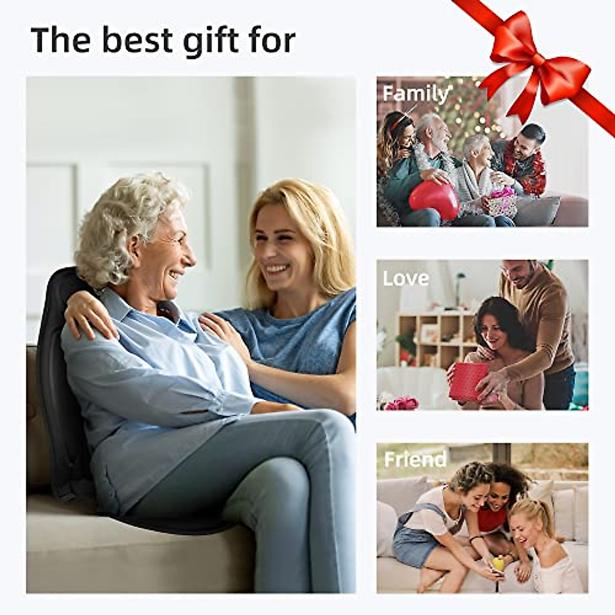 Snailax Chair Massager, Back Massager with Heat, 5 Vibration Massage Nodes, Massage Chair Pad, Seat Chusion, Gifts for Men