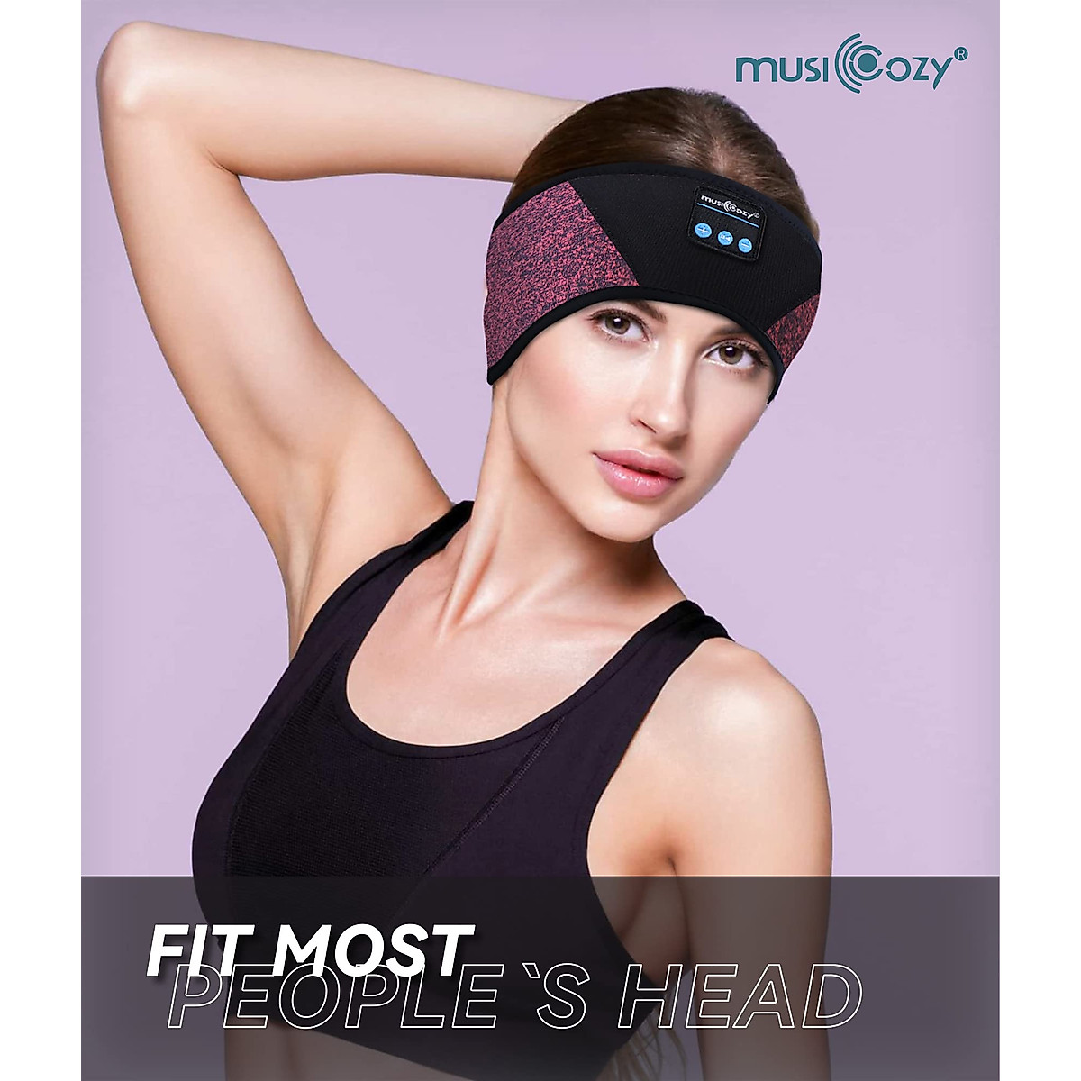 MUSICOZY Sleep Headphones Bluetooth Sports Headband, Wireless Music Sleeping Headphones Sleep Eye Mask Earbuds for Side Sleepers Workout Running Insomnia Travel Yoga Office, Pack of 2