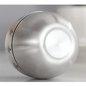 Egg Timer Stainless Steel Mechanical Rotating Alarm 60 Minutes Count Down Timer for Cooking Learning Egg Kitchen Timer（Silver，Egg Shape）