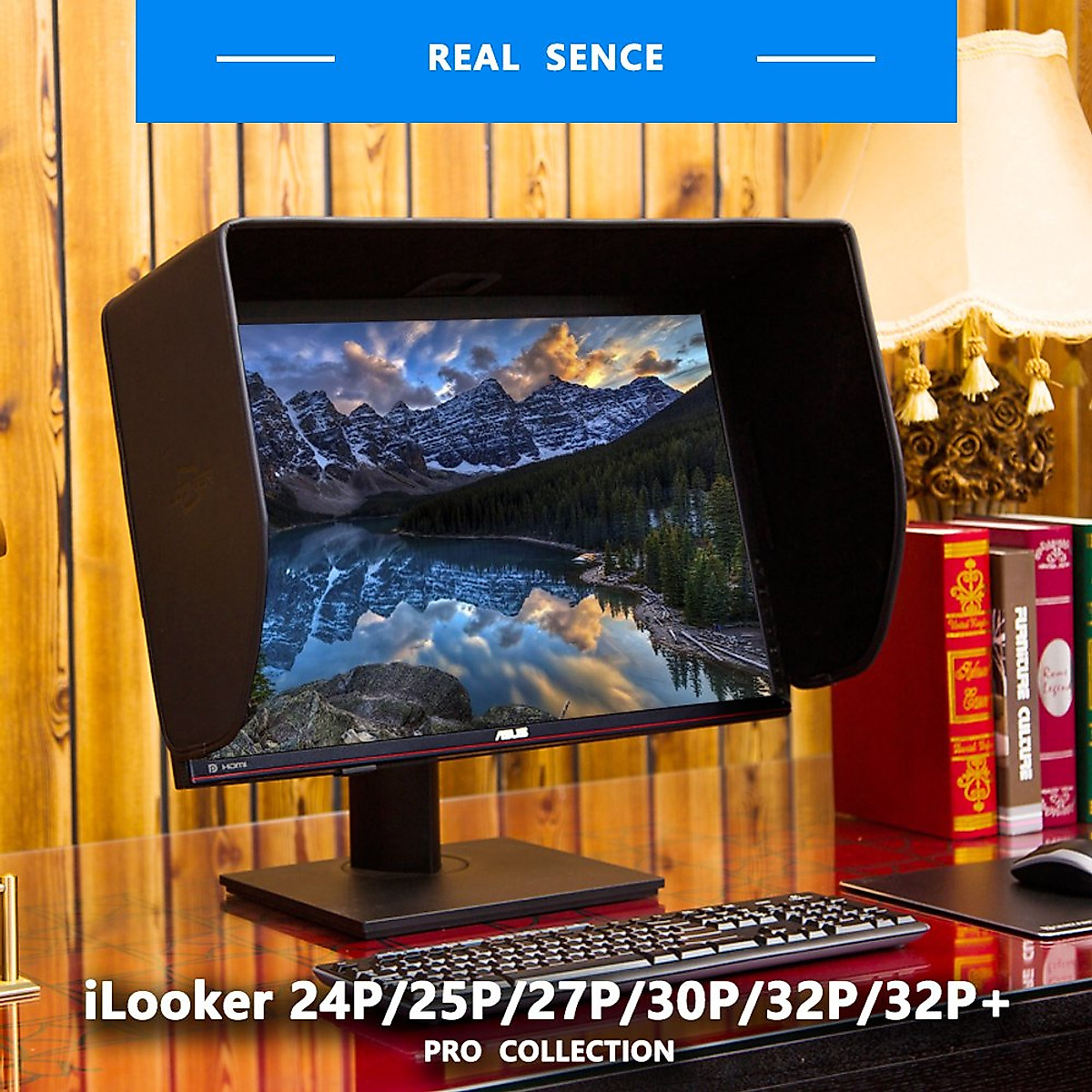iLooker-24P 24 inch Pro Edition LCD LED Video Monitor Hood Sunshade Sunhood for Dell HP Viewsonic Philips Samsung LG EIZO NEC ASUS ACER BENQ AOC Lenovo, Fits Monitor Frame Width 550-565mm