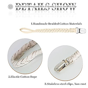 Braided Pacifier Clips Baby Girl, Binky Clips Pacifier Holder with Handmade Teething Straps Unisex Design Smoother Pacifier Clip Fits All Pacifiers for Shower Birthday Gifts
