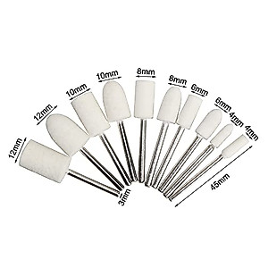 FPPO 1Inch Polishing Buffing Wheel Set,Wool Felt Cotton Mounted 3mm Shank for Rotary Tool Accessories,Mini Brush Polishing Kit for Watch and Jewelry 50 Pieces