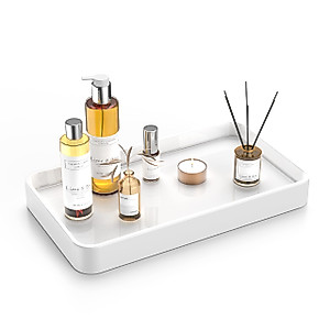 Gurygo 10" Ceramic Bathroom Vanity Tray for Kitchen Counter – Soap Dispenser Trays - Bathroom Tray - Kitchen Tray for Soap Bottles Organization (White, Set/1)