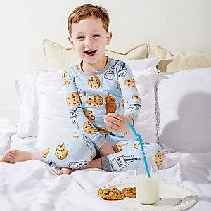 Mud Pie Baby Boys' Milk and Cookies Pajama Set, Blue, 12-18, 12 Months-18 Months