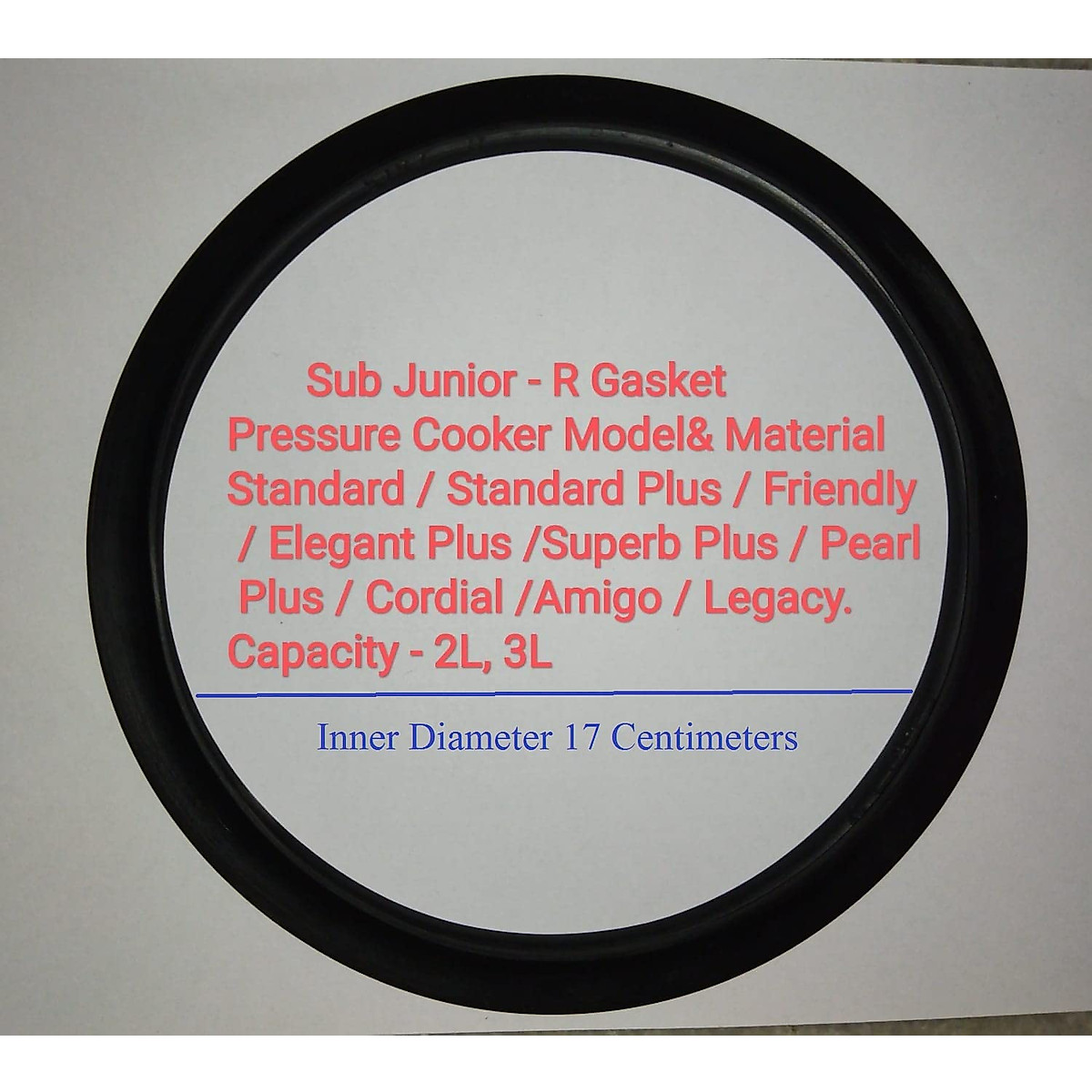 Butterfly Rubber Sub Junior-R Pressure Cooker Gasket (3 Litres Capacity), Black