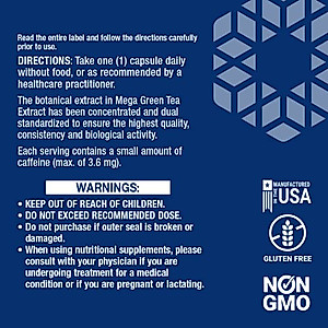 Life Extension Mega Green Tea Extract (98% Polyphenols) Decaffeinated, More Polyphenol Egcg Than The Equivalent Of Several Cups Of Green Tea - Vegetarian- Non-GMO, 100 Vegetarian Capsules