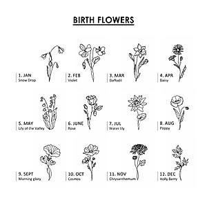 MignonandMignon Gold Personalized Gift for Her Birth Flower Necklace Name Necklace Flower Jewelry Floral Bouquet Mothers Day Gift Personalized Jewelry - LCN-FL-G