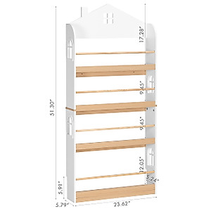 UTEX Kids Bookshelf Wall Mounted, 4-Tier Book Shelf Organizer, Tall Wooden Children's Bookcase, Storage Book Rack for Kids Room, Nursery, Bedroom, Living Room, White