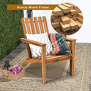 Giantex Adirondack Chair Set of 4 Acacia Wood Outdoor Chairs, 350 lbs Weight Capacity, Weather Resistant Campfire Chairs for Lawn Seating, Garden, Poolside, Balcony, Patio Lounger