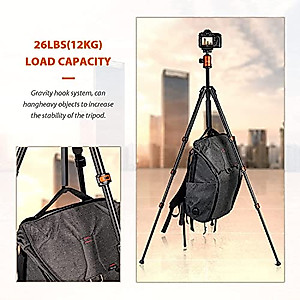 GEEKOTO Camera Tripod for DSLR, Compact Aluminum Tripod with 360 Degree Ball Head and 8kgs Load for Travel and Work