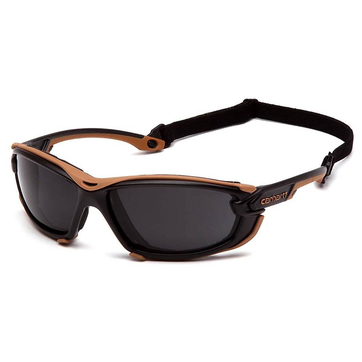 Carhartt Toccoa Safety Glasses, Black/Tan Frame, Gray H2MAX Anti-Fog Lens