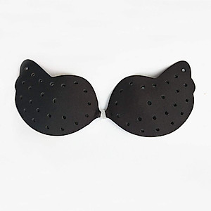 JFLYOU-Bra for Women,Ladies Breathable Chest Paste type Breast Invisible Bra Light Silicone Bra(Black,C)