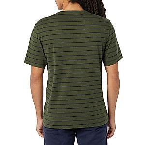 Amazon Essentials 100% Cotton T Shirts For Men, Regular-Fit Short-Sleeve V-Neck, Pack of 2, Available in Big & Tall, Navy/Olive/Stripe, 4X-Large Big Tall