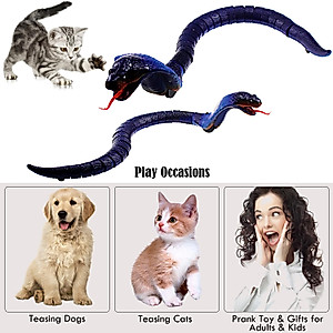 Tipmant RC Snake Infrared Remote Control Cobra Fake Realistic Naja Animal Crawling Vehicle Scary Trick Kids Halloween Christmas Prank Toys Birthday Gifts (Blue)