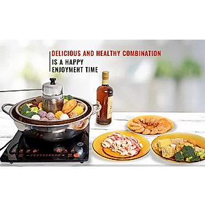 Shabu Shabu Hot Pot - Stainless Steel Gas Stove and Induction Cooktop Compatible Sukiyaki Pot - Donabe Cookware Made in China- 13.8" Capacity, 3.9" Deep Korean Ramen