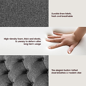 Yaheetech Ottoman with Large Storage, Multifunctional 28-inch Storage Bench, Bedroom Bench Foot Rest with Cushion as Footboard Bench, Sofa Bench, Coffee Table for Living Room Entryway Gray