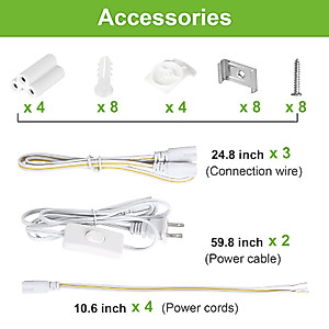 hykolity 30W 2FT LED Shop Light, 3500lm 6500K Super Bright White, Linkable Ceiling Light Fixture, V Shape Integrated T8 LED Tube Light with Built-in ON/Off Switch for Workbench, Cabinet, ETL, 4 Pack