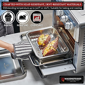 Stainless Steel Food Prep Container with Rack & Lid (Tray), 2.4Quarts, Catering Pans, Restaurant Pans, Buffet Party Pan, Roasting Pan with Rack, Bakeware Roaster, Oven Casserole (1305 / No5)