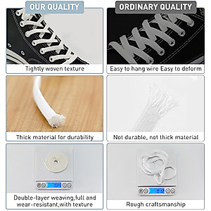 UamGlsob 2 Pairs 5/16" Wide Elastic Shoe Laces Replacement Laces for Converse High Tops Sneakers, Stretch Flat Shoelaces Shoe Strings for Vans High Tops Skate Shoes (03-White, 54'')