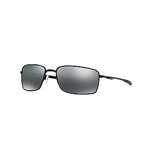Oakley Men's OO4075 Square Wire Rectangular Sunglasses, Polished Black/Black Iridium, 60 mm