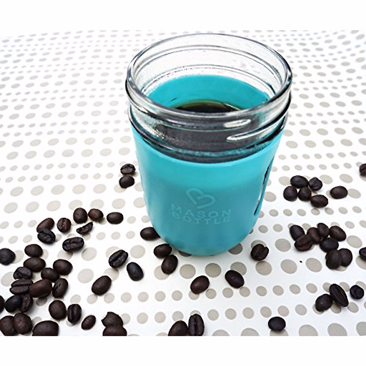 Mason Bottle Silicone Sleeve: Fits Any 8 Ounce Regular-Mouth Mason Jar, Extra Grip and Protection, Non-Toxic, Dishwasher Safe, Made in The USA (Agave Color)