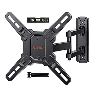 Perlegear TV Wall Mount for 13-42 inch Flat or Curved TVs & Monitors up to 55 lbs, Full Motion TV Wall Mount with Articulating Arm, Swivel Corner TV Wall Mount, Max VESA 200x200mm, PGSF6