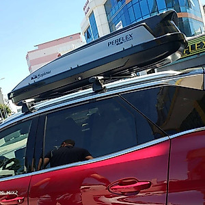Perflex Bosphorus Rooftop Cargo Box Carrier Large 17 Cubic Feet Car Top Mount Travel Luggage Storage, Dual Side Opening, 130 Lbs Weight Capacity, Extra Keys, Straps (Black)
