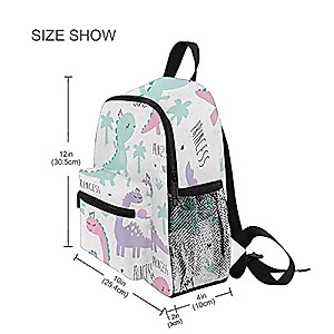 beeplus Toddler Boys Girls Backpack Chest Strap Pink Dinosaur Princess White Kids Preschool Bookbag Waterproof Lightweight Bag
