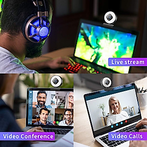 1080P Webcam with Ring Light and Dual Microphone, Advanced Auto-Focus, Adjustable Brightness, 2021 JETAKU Streaming Web Camera for Zoom Skype YouTube, PC Mac Laptop Desktop (Black)