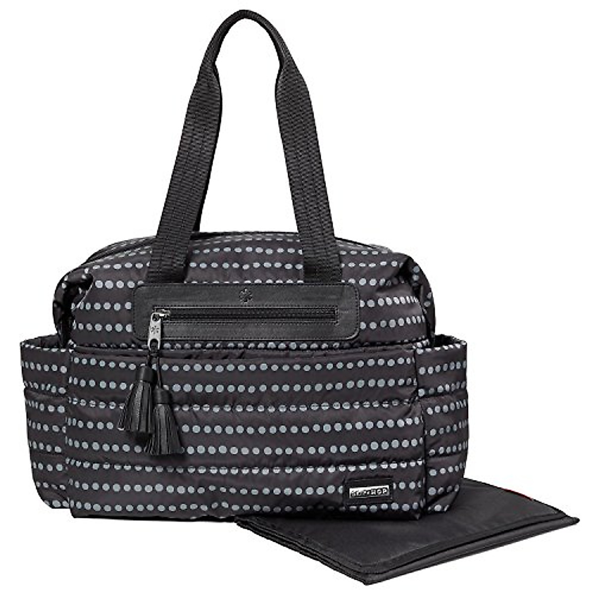 Skip Hop Messenger Diaper Bag with Matching Changing Pad, Riverside Ultra Light, Black Dot