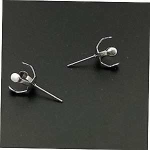 VILLCASE 40 pcs Pearl Claw Holder earring posts for jewelry making claw style blanks prong jewelry making earrings supplies pearl stud earrings for women gem Miss pendant Stainless steel