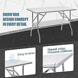 Hally Stainless Steel Folding Table 24 x 48 Inches, NSF Commercial Portable Prep & Work Table, Heavy Duty Table with Undershelf for Outdoor Camp Picnic Party Restaurant, Home and Hotel