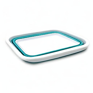 SAMMART 2 pcs Set : 42L (11 Gallon) Collapsible Plasic Laundry Basket & 9.2L (2.37 Gallon) Collapsible RectangularTub (Laundry Basket+Tub, Light Green+Bright Blue)