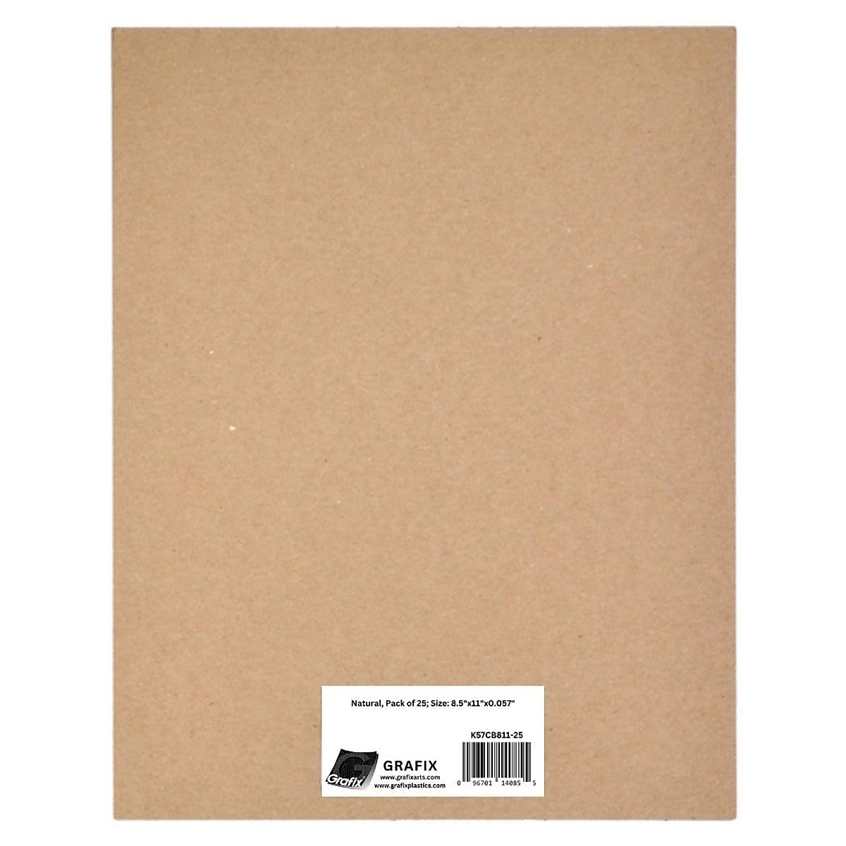 Grafix Medium Weight 8.5 x 11”, Natural Pack of 25 – Acid-Free 0.057” Chipboard Sheets, Create Three-Dimensional Embellishments for Cards, Papercrafts, Mixed Media, Home Décor, 25 Count