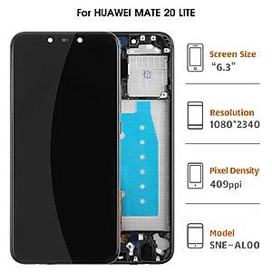 Compatible with Huawei Mate 20 Lite SNE LCD Display Screen Replacement,for Huawei Mate 20 Lite SNE LX1 LX2 LX3 Display LCD Panel Repair Parts Kit,with Tempered Glass+Tools(Black) (Black with Frame)