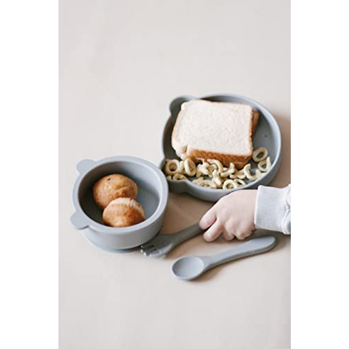 Ullabelle Kids Silicone Animal Suction Plate, Suction Baby Bowl & Baby Spoons for Toddlers (Pink)