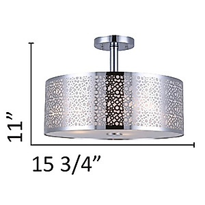 CANARM ISF543A03CH Piera 3-Light Semi-Flush Mount with Crystal, Chrome, 15.75 inch