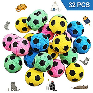 32 Pieces Foam Sponge Football Cat Toy Interactive Cat Soccer Toy Pet Sports Ball for Cat Kitten