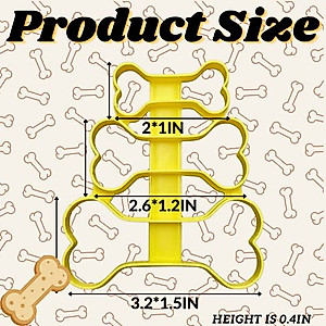 Crethinkaty 1 Pcs Bone Cookie Cutter, Plastic Cartoon Dog Bone, 3 Various Size for DIY Baking Fondant Biscuit Pastry Dog Treats