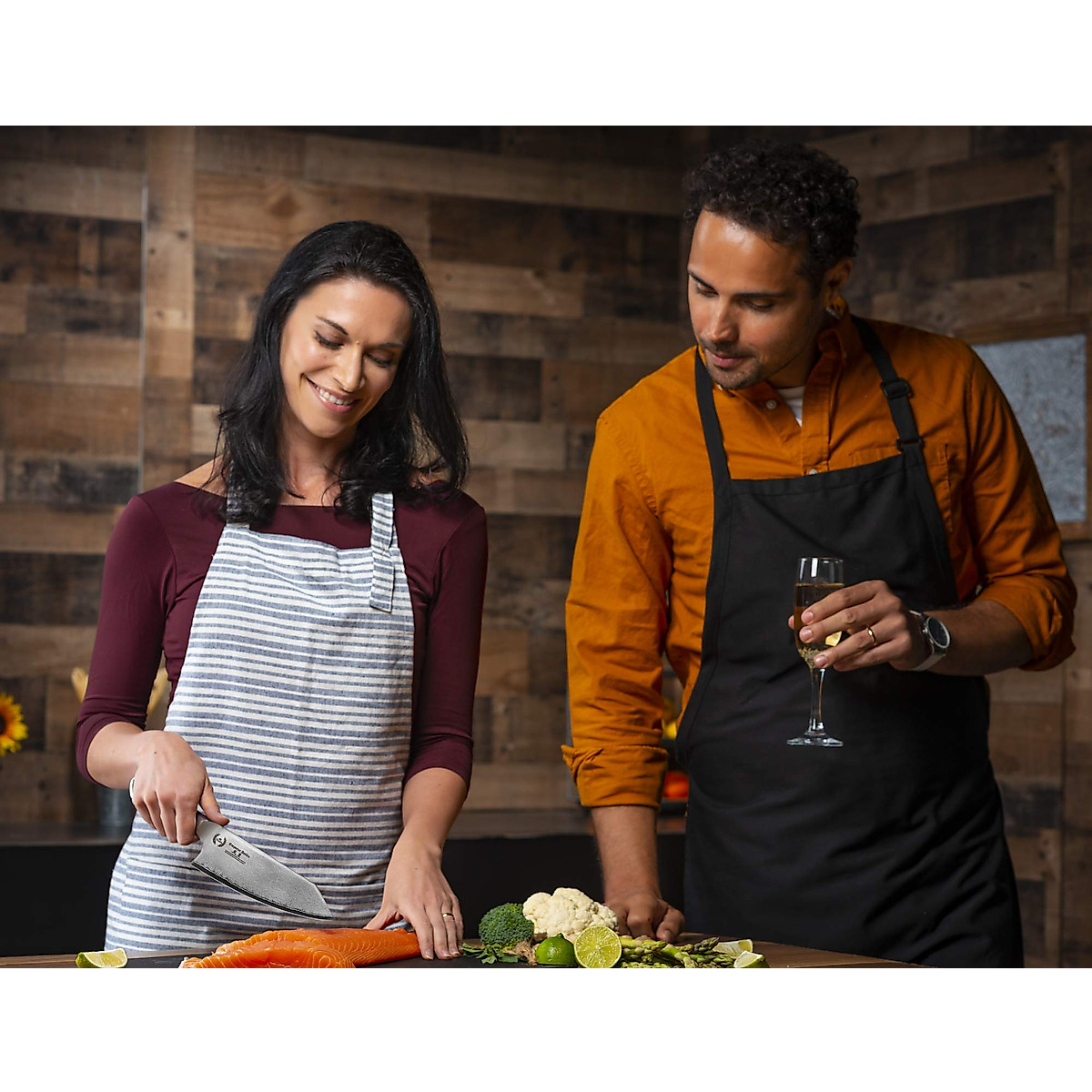 Regalia Kiritsuke Chef Knife: Professional Japanese 8.5 Inch AUS10 Premium High Carbon 67 Layer Damascus Steel Chef’s knives w/G-10 Handle Knives