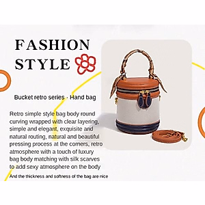 DaHeng Mini Women Retro Bucket Bag Vintage Handbag Cylinder Crossbody (White)