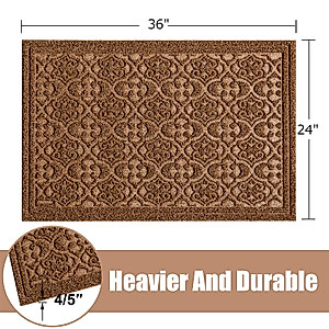 MAT 7-BANQUET Indoor Outdoor Door Mats 36" x 24", Waterproof All-Season WeatherMax Doormat, Heavier Durable Natural Rubber, Dry Out Easily, Non-Slip, Low Profile, Easy Clean Patio Entrance Mat, Brown