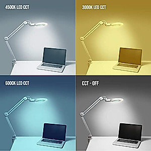 Neatfi XL Bifocals 1,200 Lumens Super LED Magnifying Lamp with Clamp, 3 Light Modes, Correlated Color Temperature Control (3000K-4500K-6000K), 12W, 120 Pcs SMD LED (White, 6 Inch Lens)