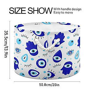 Krafig Cartoon Evil Eyes Round Collapsible Storage Basket, Large Toy Storage, Laundry Baskets, Open Home Storage Bins for Toy Organizer, Home Decor, Toys, Clothes