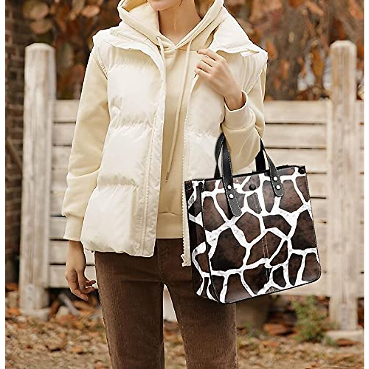 KOON Tote Bag for Women Zebra Print Cows Deer Pattern PU Shoulder Bag Purse Large Satchel Handbag for Work Travel Shopping