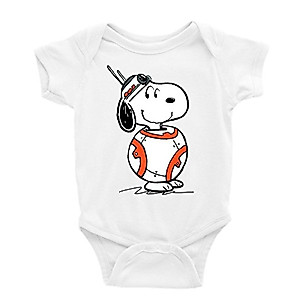 Snoopy BB8 Star Wars Short Sleeve Unisex Onesie (18-24) White