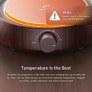 SWEETFULL Mug Warmer for Coffee and Tea Coffee Mug Warmer W/12 oz Mug and Lid Coffee Warmer As Coffee Gifts for Desk Office Coffee Lovers. （20W Cup Warmer Candle Warmer Auto Shut Off） (Wood Grain)